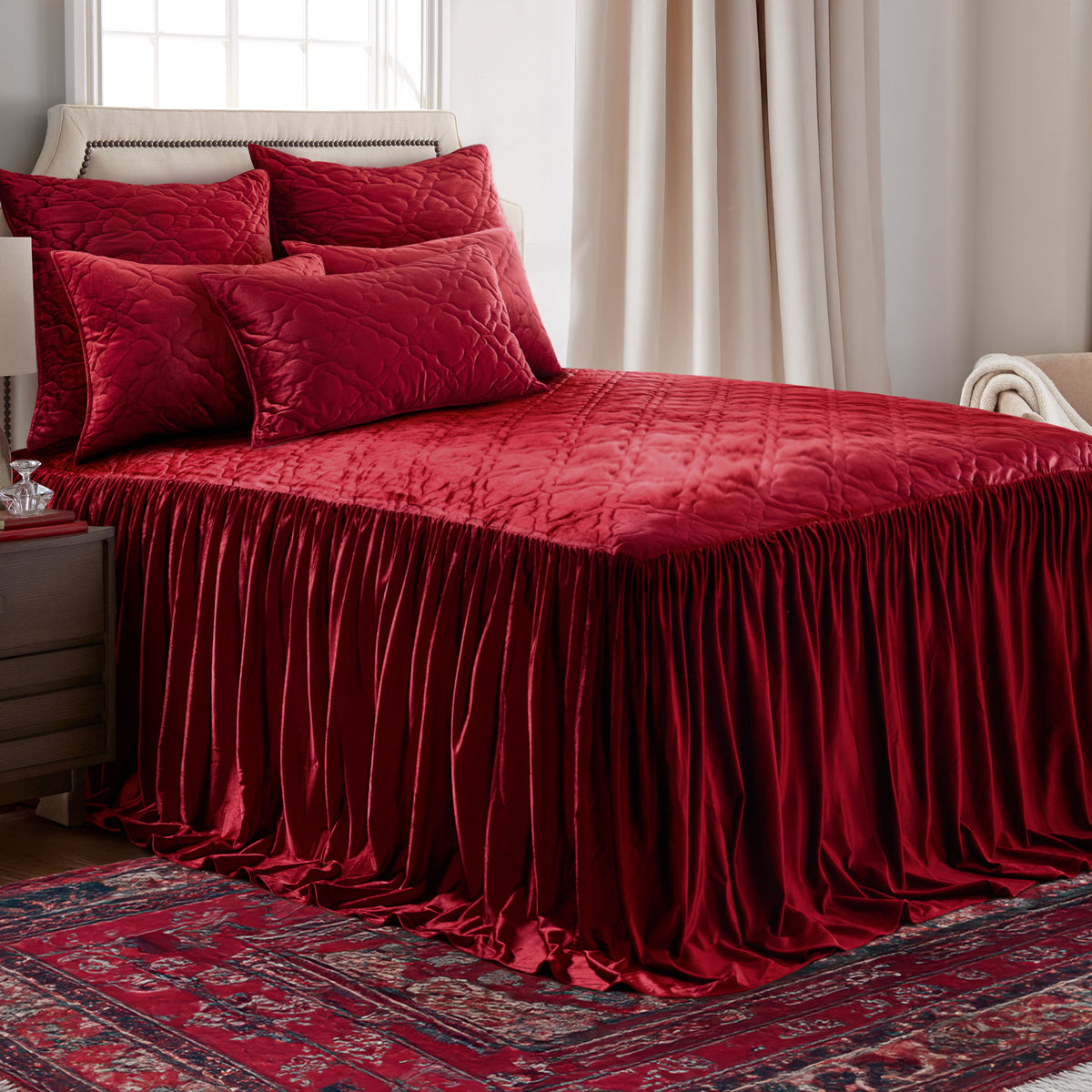 Levtex Home Caserta Velvet Red Bedspread - Polyester