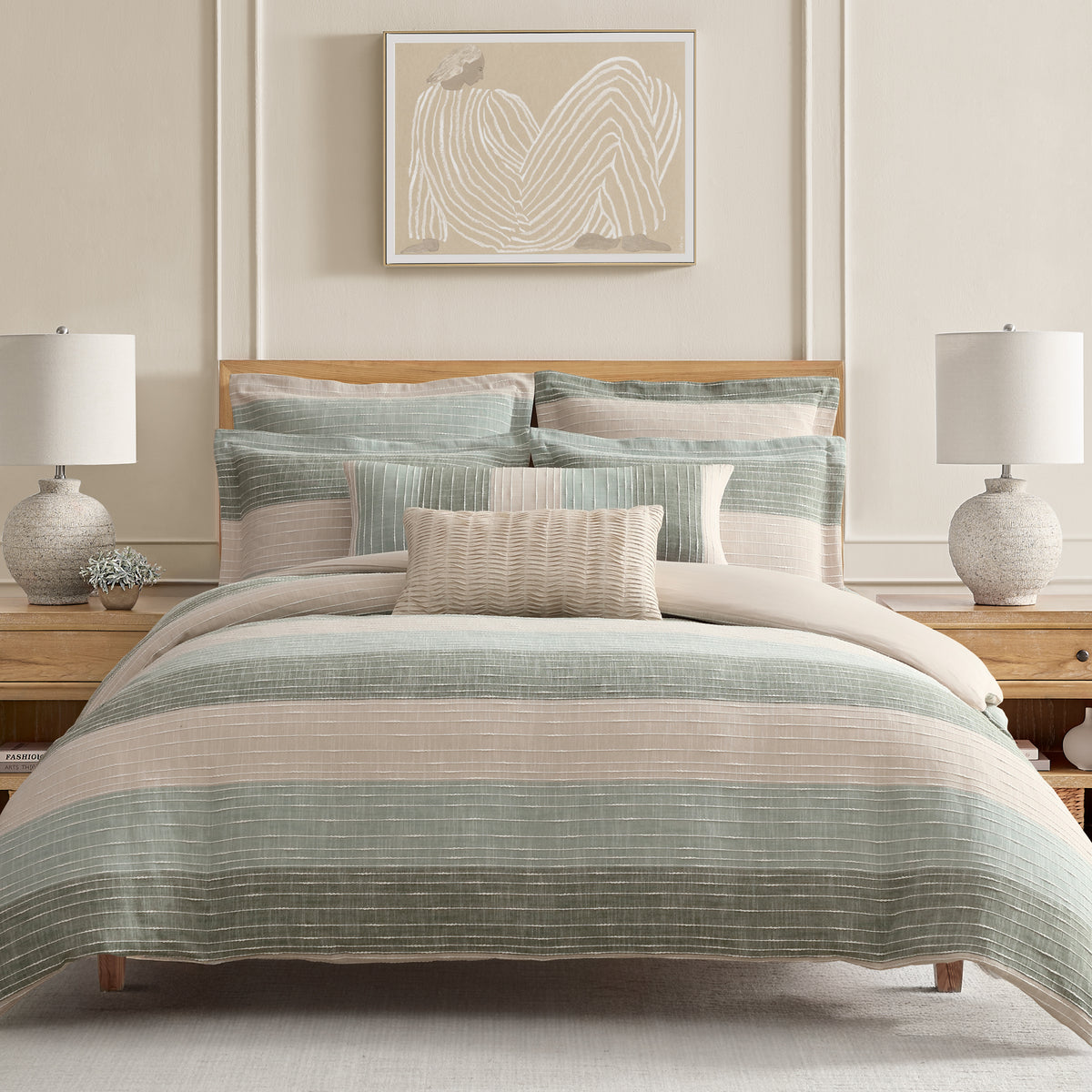 Levtex Home Sand Stripes Sage Lumbar Pillow