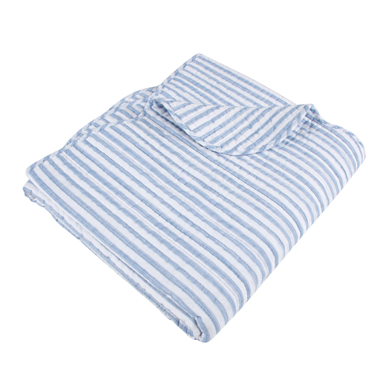 Levtex Home Martha Stripe Blue Quilted Throw - Cotton