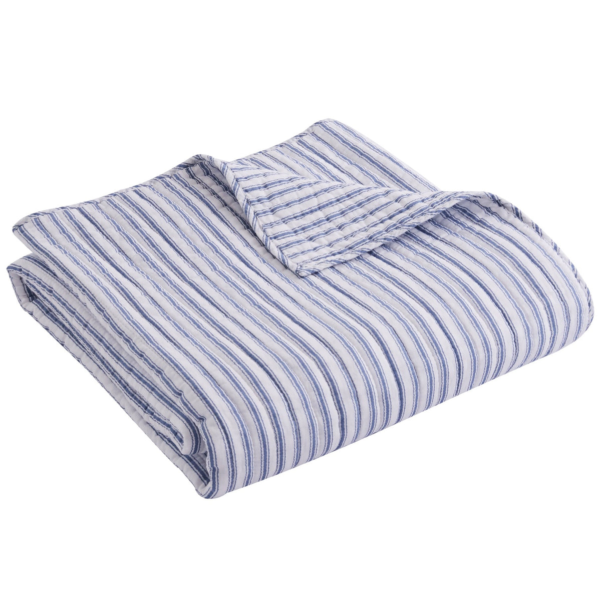 Levtex Home Tobago Stripe Blue Quilted Throw - Cotton | Levtex Home