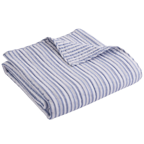 Levtex Home Tobago Stripe Blue Quilted Throw - Cotton | Levtex Home