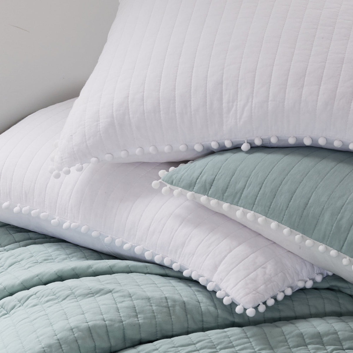 Levtex Home Pom Pom White Standard Sham - Cotton