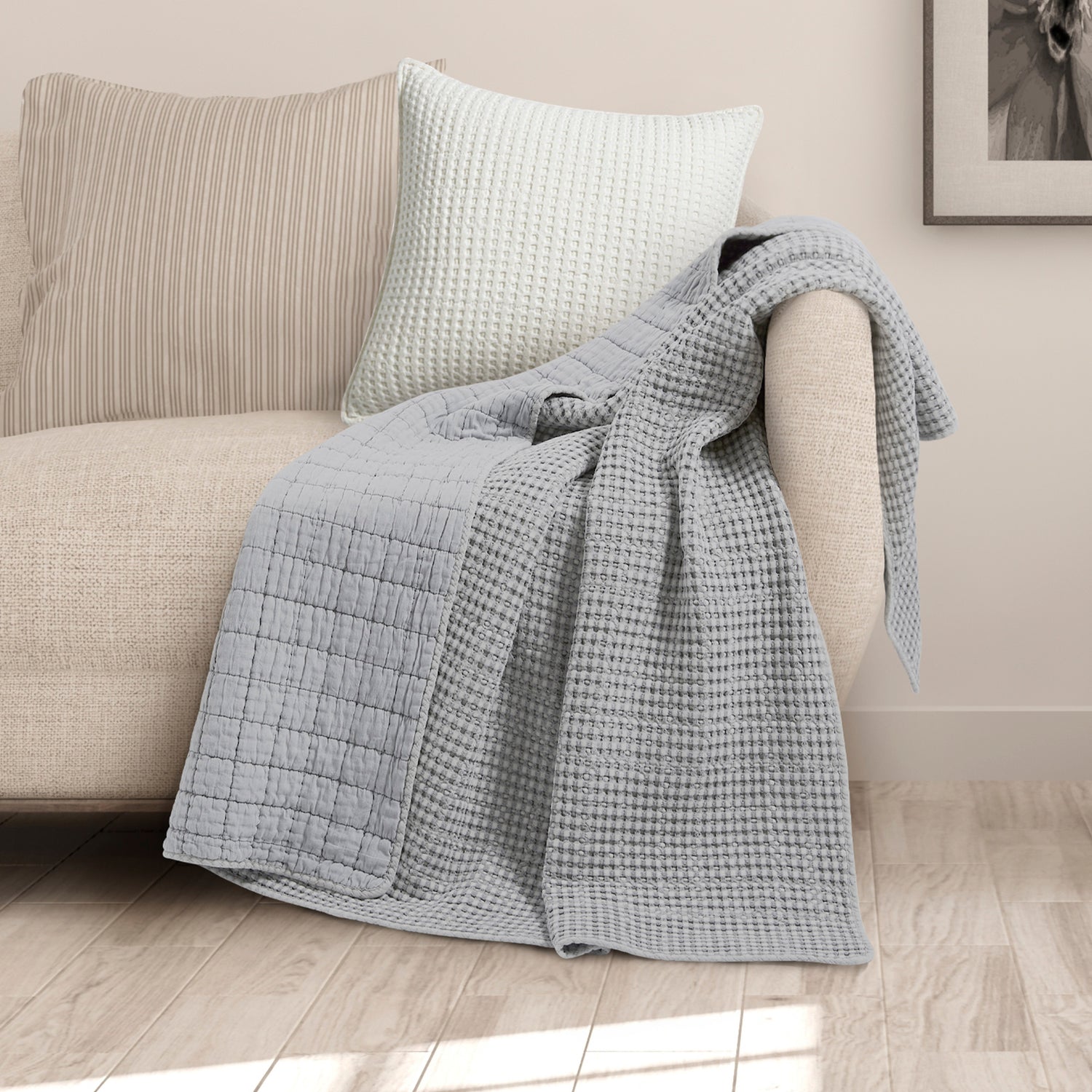 Levtex Home Mills Grey Quilted Throw - Cotton | Levtex Home