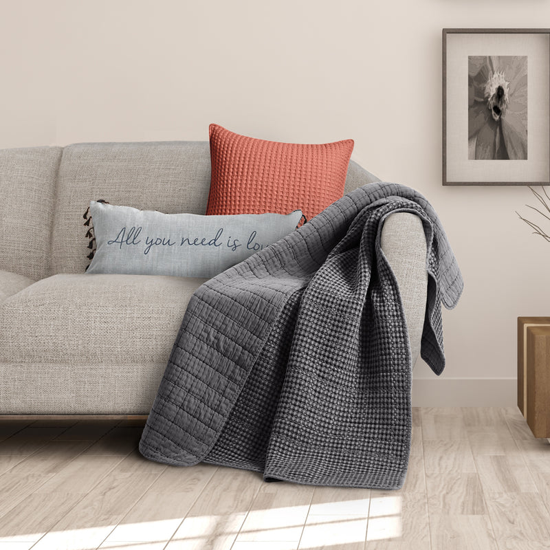 Levtex Home Mills Grey Quilted Throw - Cotton | Levtex Home