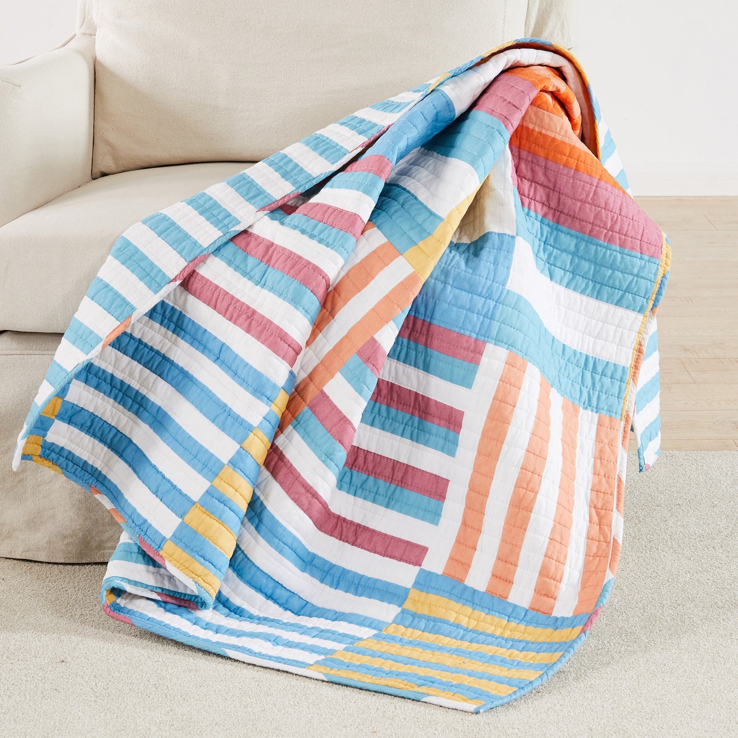 Levtex Home Sol Stripe Patch Quilted Throw - Cotton | Levtex Home