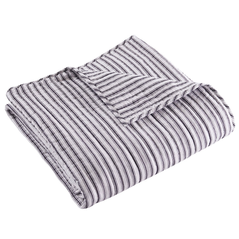 Levtex Home Tobago Stripe Blue Quilted Throw - Cotton