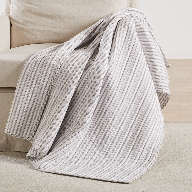 Levtex Home Tobago Stripe Blue Quilted Throw - Cotton