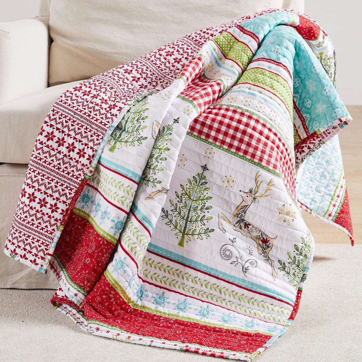 Levtex Home Merry & Bright Comet & Cupid Quilted Throw - Polyester ...